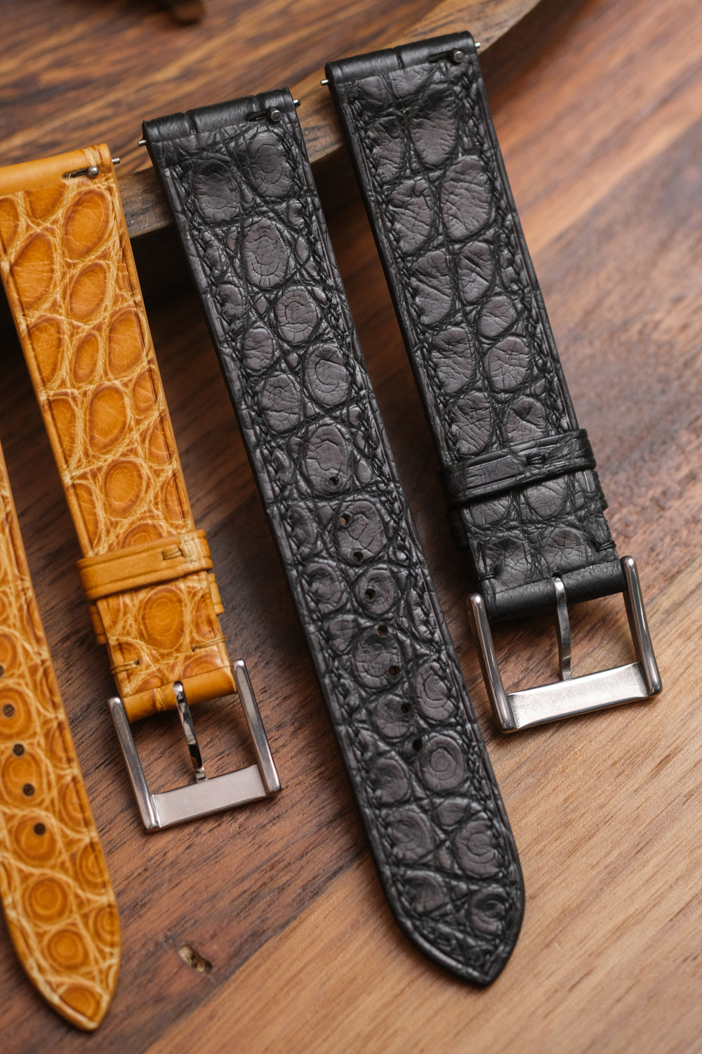 Black Matte Alligator Leather Strap