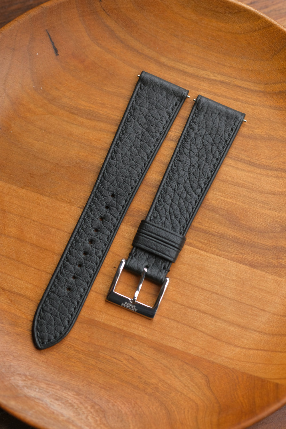 Black Shrunken Calf Leather Strap