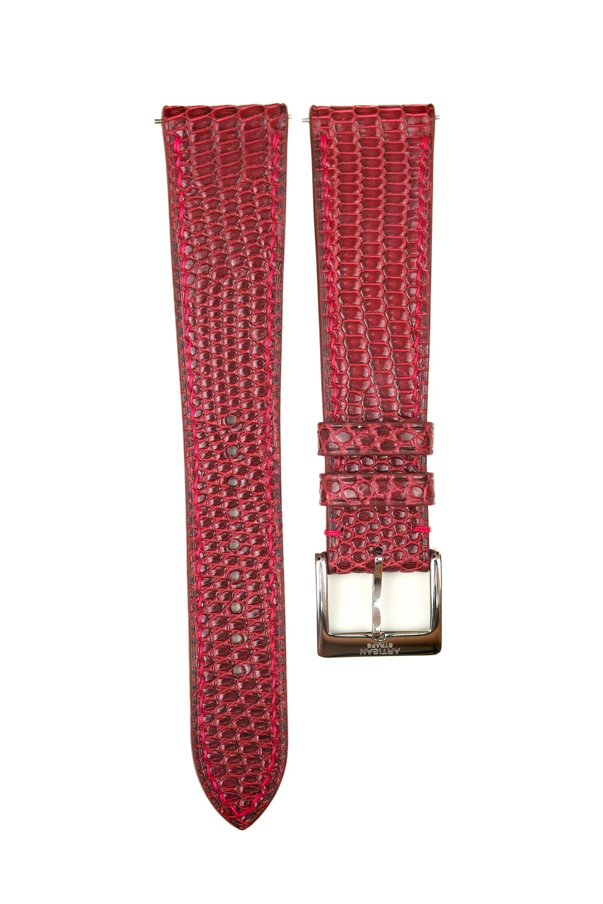 Dark Red Lizard Leather Strap - Artisan Straps