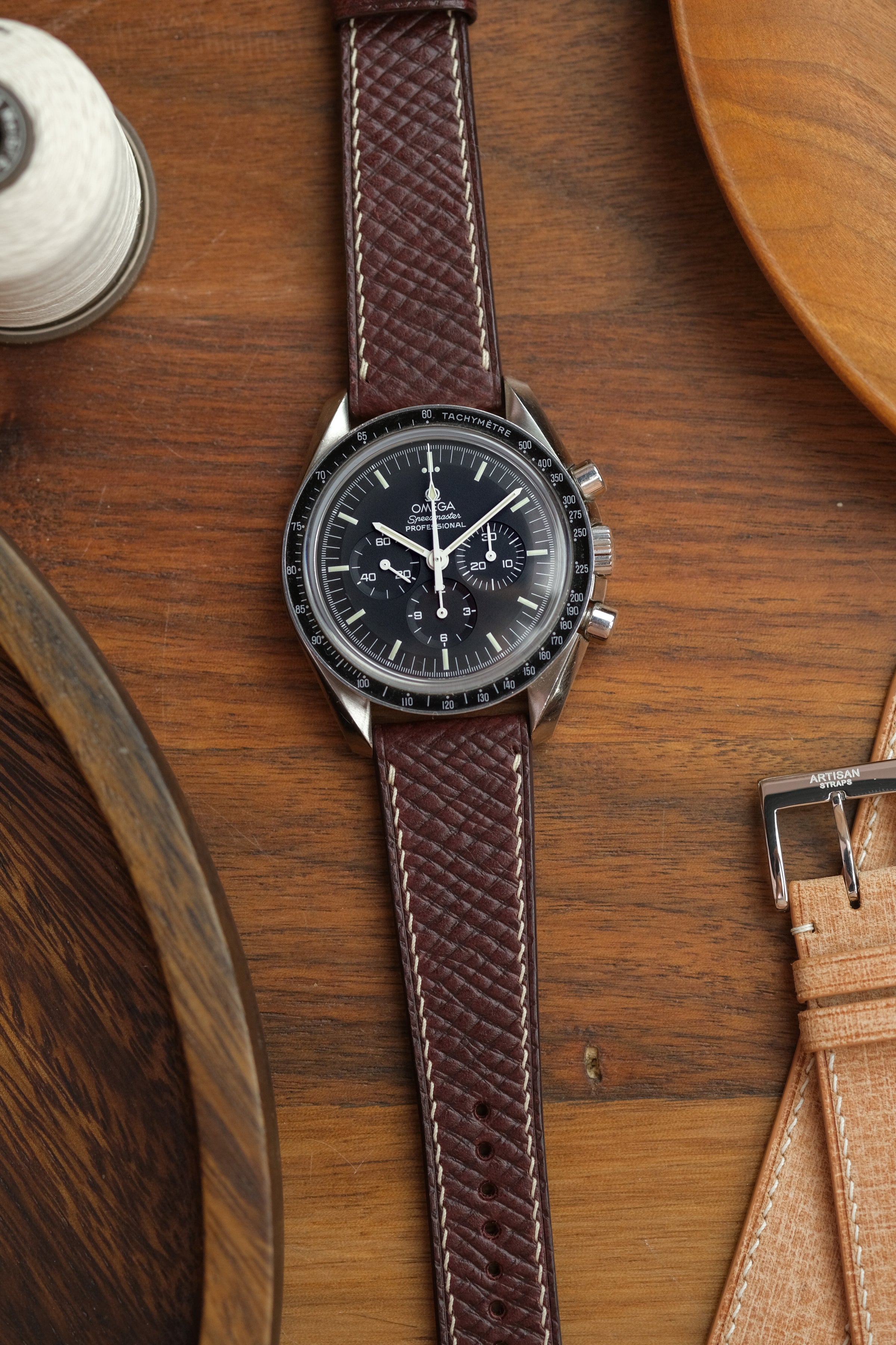 Burgundy Buttero Hatch Leather Strap