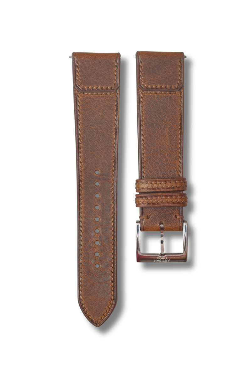Walnut Waxy Folded Flap Strap (Made-to-Order)