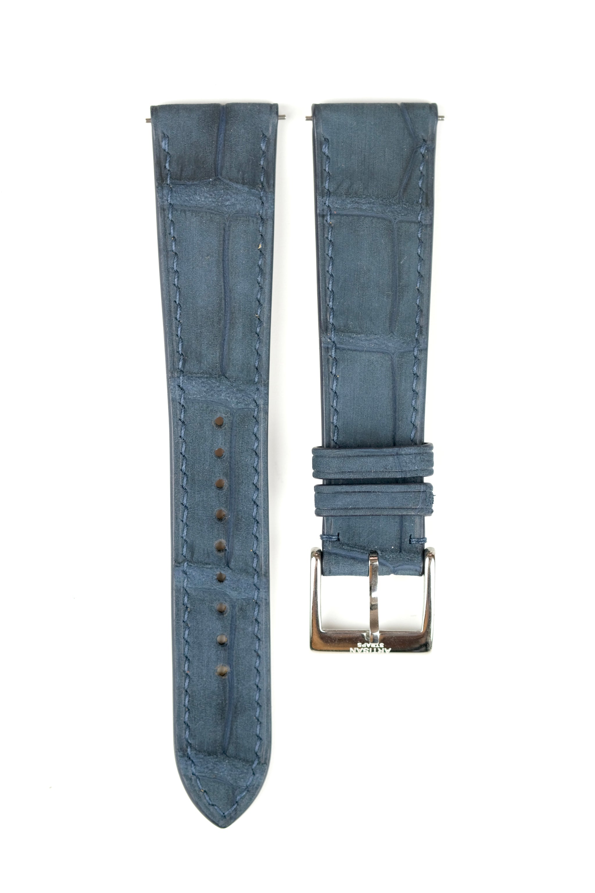Navy Nubuck Alligator (Padded) Leather Strap