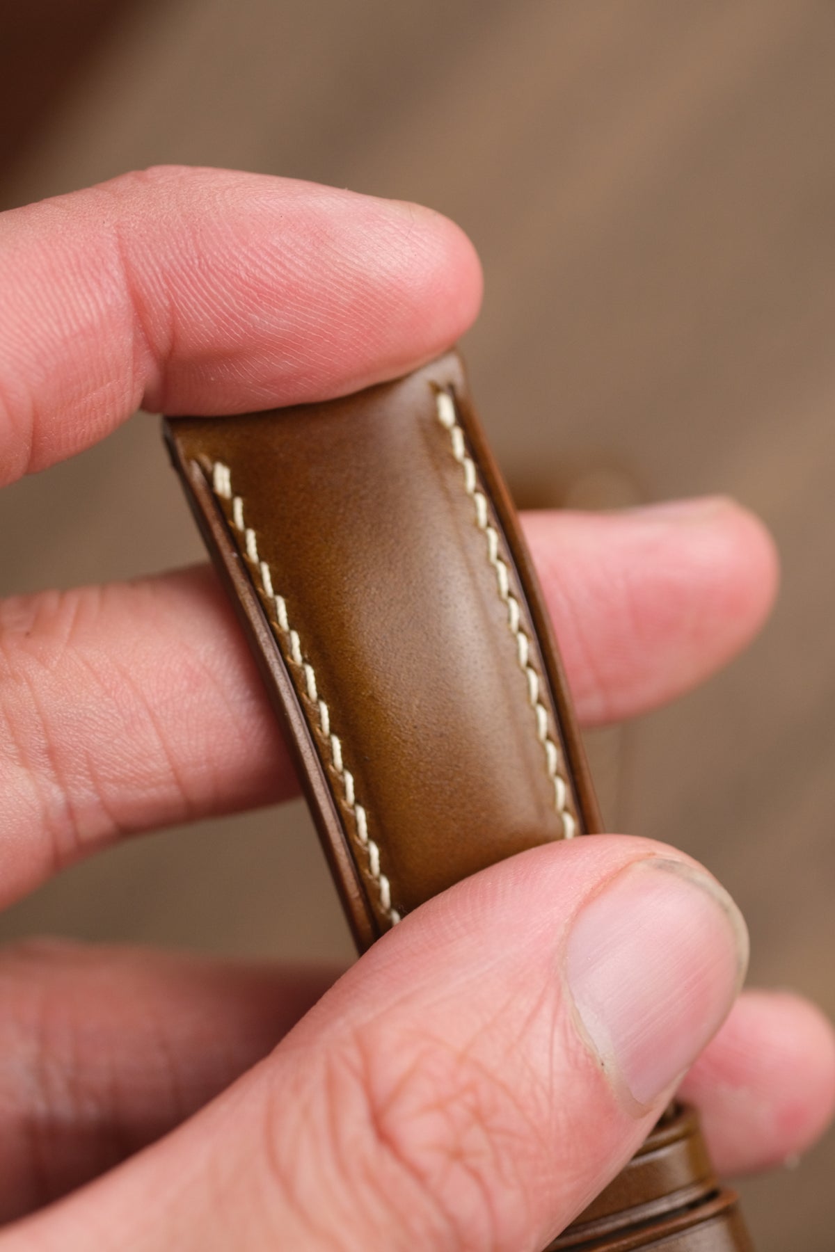 Cognac Shell Cordovan (Padded) Leather Strap - Artisan Straps