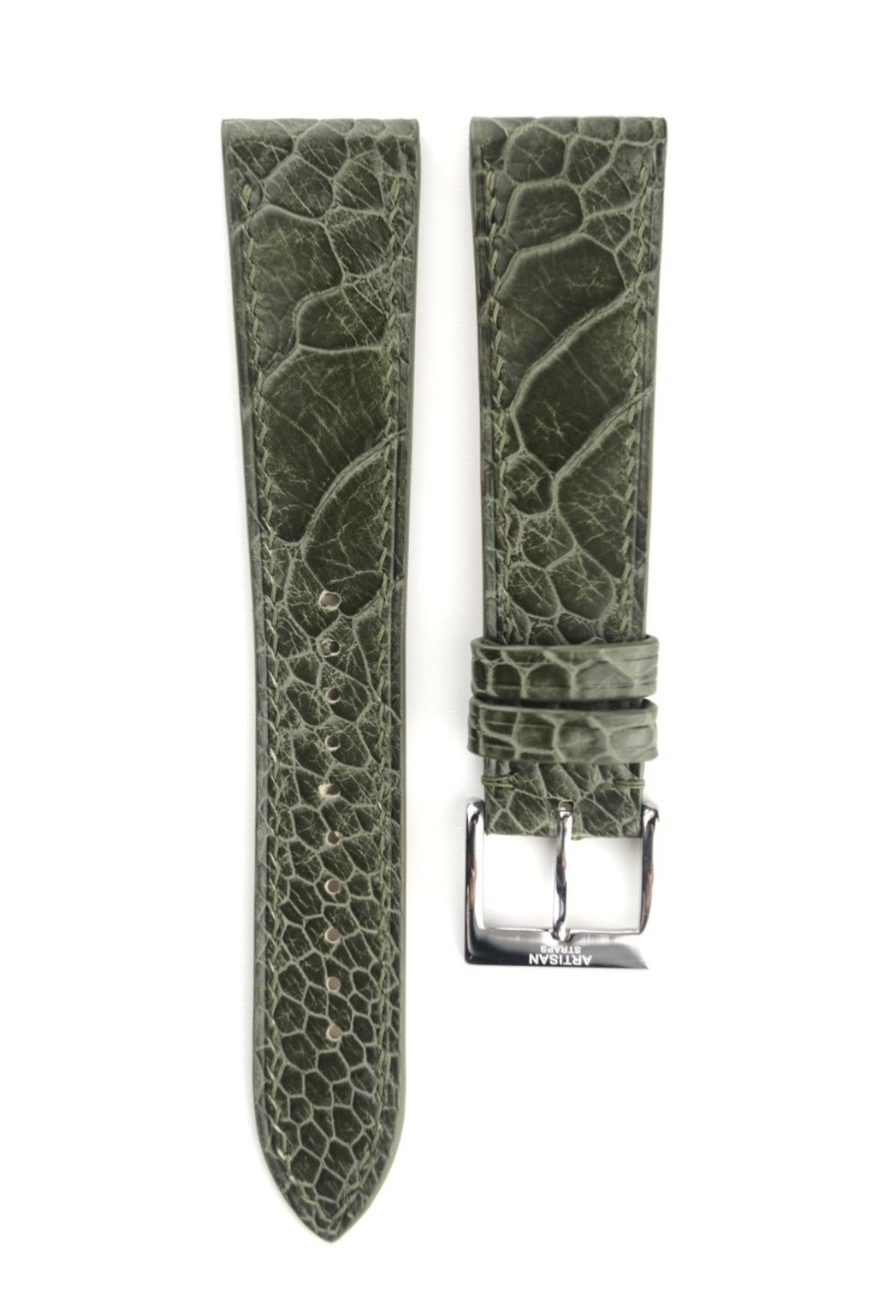 Olive Green Ostrich Leg Leather Strap